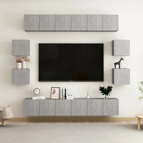 10dílný set TV skříněk betonově šedý dřevotříska 3079067