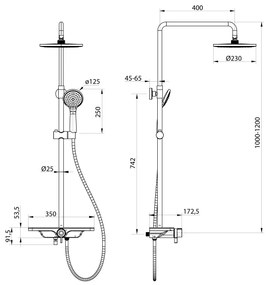 Aqualine - Sprchová sada s baterií ARONA matná černá