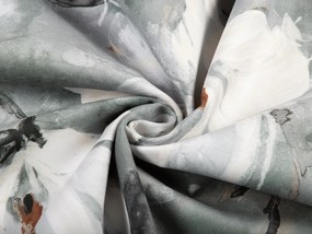 Biante Sametový povlak na polštář s lemem Tamara TMR-016 Designové květiny na šedozeleném 30 x 50 cm