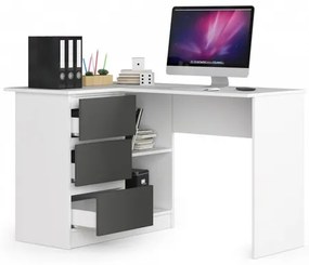 Počítačový stůl B16 levá - bílá/grafit