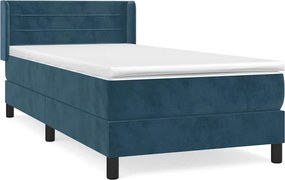 Box spring postel s matrací tmavě modrá 90x190 cm samet 3130995