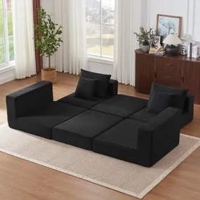Aosom Bezkostrové sofa s protiskluzovou základnou, s širokými područkami, pohodlnými opěradly a vysoce elastickým polstrováním, rozměry 259,5 D x 96 …