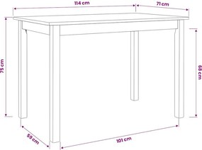 Jídelní stůl bílý 114 x 71 x 75 cm masivní kaučukovník 247362
