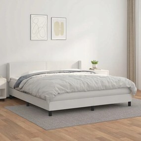 Box Spring Postel S Matrací Umělá Kůže Bílá Hladký design 160 x 200 cm