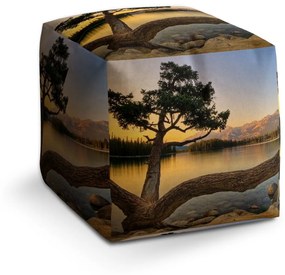 Sablio Taburet Cube Strom u jezera: 40x40x40 cm