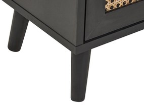 Ratanový noční stolek se 2 zásuvkami černý OPOCO Beliani