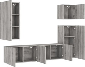 vidaXL 5dílná obývací stěna kompozitní dřevo [3216451] Barva: šedá sonoma