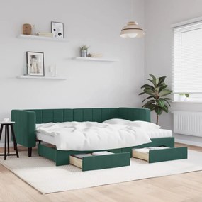 Válenda s přistýlkou a zásuvkami tmavě zelená 80 x 200 cm samet 3196758