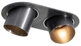 Zakulacené zapuštěné bodové svítidlo antracitově šedé GU10 50 mm 2-světlo - Installa