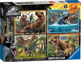 RAVENSBURGER Puzzle Jurský svět 4 v 1 / 4×100 dílků