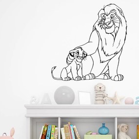 Živá Zeď Samolepka na zeď Mufasa a Simba Lví král Barva: černá, Velikost: 80 x 81 cm