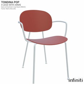 Židle Tondina Pop s opěradly Barva kovové konstrukce: Matt white 30, Barva sedáku a opěradla z recyklovaného plastu: Marsala IP7608U