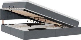 Postel s úložným prostorem s čelo Tmavě šedá 200 x 200 cm samet 3370780
