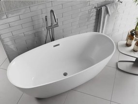 Mexen Luvo Slim, volně stojící vana 170 × 75 cm, bílá lesklá, grafitový přepad, 52801707500-66