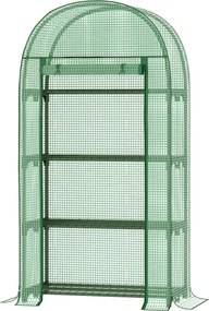 Outsunny Mini Skleník na Balkon s 4 Policemi, Mini Skleník, Zeleninový Skleník, Růstový Dům, Studený Rám, Kov, Zelený, 80 x 49 x 160 cm | Aosom