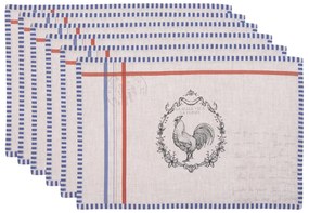 6ks béžové bavlněné prostírání s kohoutem Devine French Roster – 48x33 cm