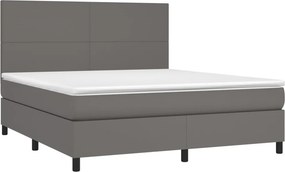 Box spring postel s matrací šedá 160x200 cm umělá kůže 3142735