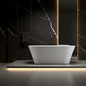 BPS-koupelny Volně stojící akrylátová vana HYD-LIZ502A 150x75 bílá, odtokový komplet černý