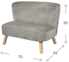 Světle šedá sametová dětská pohovka 70 cm Lil Sofa – Roba