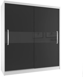 Šatní skříň 133 cm Belini bílý mat / černý mat s posuvnými dveřmi  SI SZP2/2/W/B/B/UU