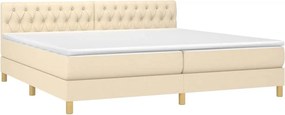 Box spring postel s matrací a LED krémová 200x200 cm textil 3133986