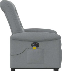 Elektrické zvedací masážní polohovací křeslo světle šedé textil 3303284