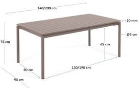Zahradní rozkládací stůl tana 140 (200) x 90 cm hnědý MUZZA