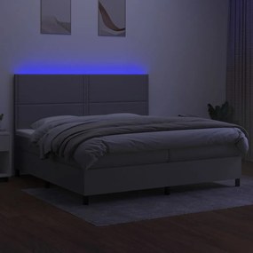 Box spring postel s matrací a LED světle šedá 200x200 cm textil,  3134821