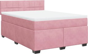 Box spring postel s matrací růžová 160x200 cm samet 3286359