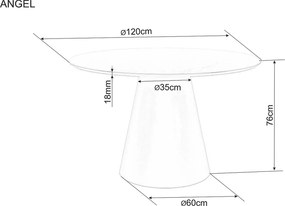 Kulatý jídelní stůl ANGEL 120x120 cm, dekor dub