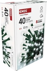 Vánoční osvětlení EMOS D4AC21 40LED řetěz 4m studená bílá programy s časovačem