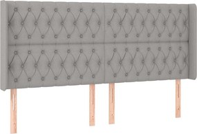 Čelo postele typu ušák světle šedé 203x16x118/128 cm textil 3119938