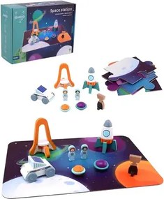 JOUÉCO Puzzle Vesmírná stanice / Dřevěné / s figurkami a doplňky / od