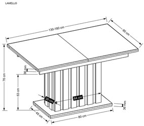 Intesi Skládací stůl Lamis 130-180/80 cm dubový