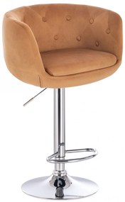 LuxuryForm Barová židle MONTANA VELUR na stříbrném talíři - hnědá