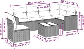 7dílná zahradní sedací souprava s poduškami černá polyratan 3251372