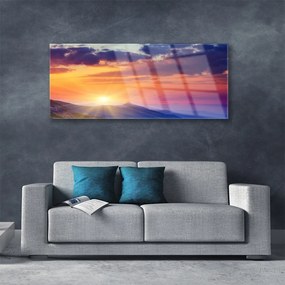 akrylový obraz Slunce Hory Krajina 125x50 cm