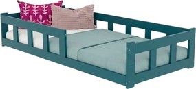 Benlemi Nízké jednolůžko FENCE 4v1 se zábranou 120x200 cm + matrace ADAPTIC Zvolte barvu: Petrolejová, Zvolte zábranu: S jednou zábranou vlevo
