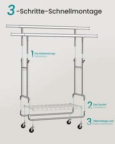 Věšákový stojan na kolečkách HSR015E01