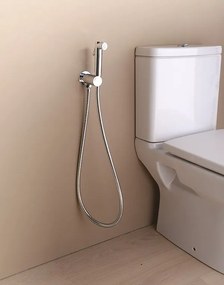 Sapho Sapho, Nástěnný ventil s ruční bidetovou sprškou a bezpečnostní pojistkou, kulatý, černá matná, SG107NE