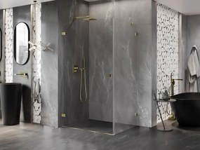 Mexen Lunar-B, výklopný sprchový kout levý 85 x 70 cm, 8mm čiré sklo, zlatý profil, 832-085-070-50-00-L