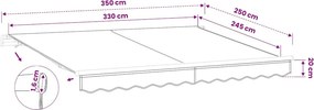 Náhradní plachta na markýzu šedá 350 x 250 cm polyesterová 143709