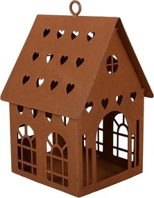 Rezavý svícen ve tvaru domku Rustic Charm - 12*12*20 cm