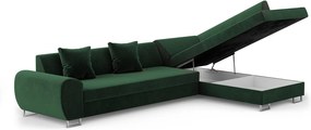 KOOKO HOME Rohová rozkládací sametová pohovka s úložným prostorem Adagio XL pravý roh