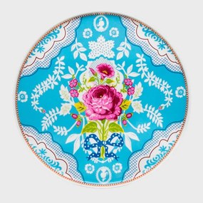 Pip Studio Floral Dortový tác na nožce modrý 30,5cm