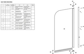 Cersanit Easy New, 1-křídlová vanová zástěna 70(délka) x 140(výška) cm, čiré sklo, chromový profil, S301-289