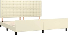 Rám postele s čelem krémový 200x200 cm umělá kůže 3125593