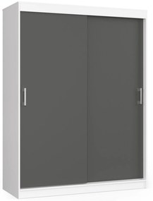 Šatní skříň posuvná 150 cm CLP MONO - bílá/šedá