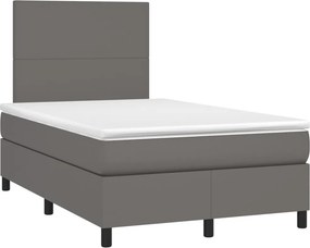 Box spring postel s matrací a LED šedá 120x200 cm umělá kůže 3135817