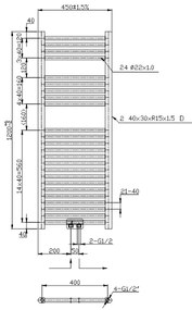 Novaservis - Koupelnový žebříkový radiátor 490W/230V 120x45 cm černá rovný